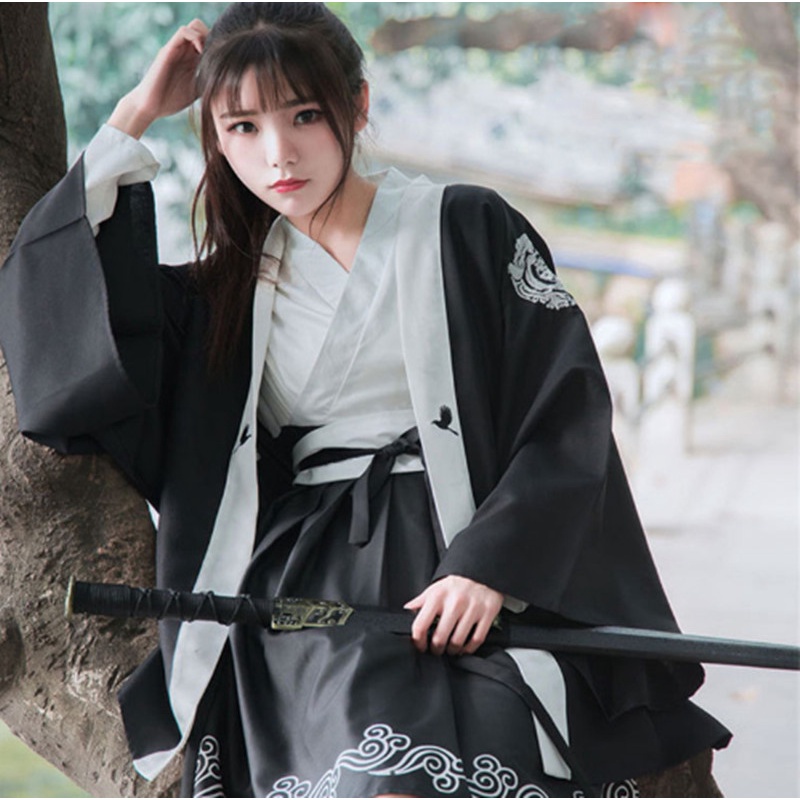 2020 Japanese Bushido Women Dress 2 Pieces Coat and Dress Long Large ...