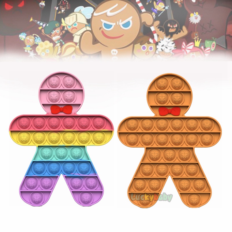 Pop It Cartoon Gingerbread Man Push Bubble Fidget Toys Extrusion ...