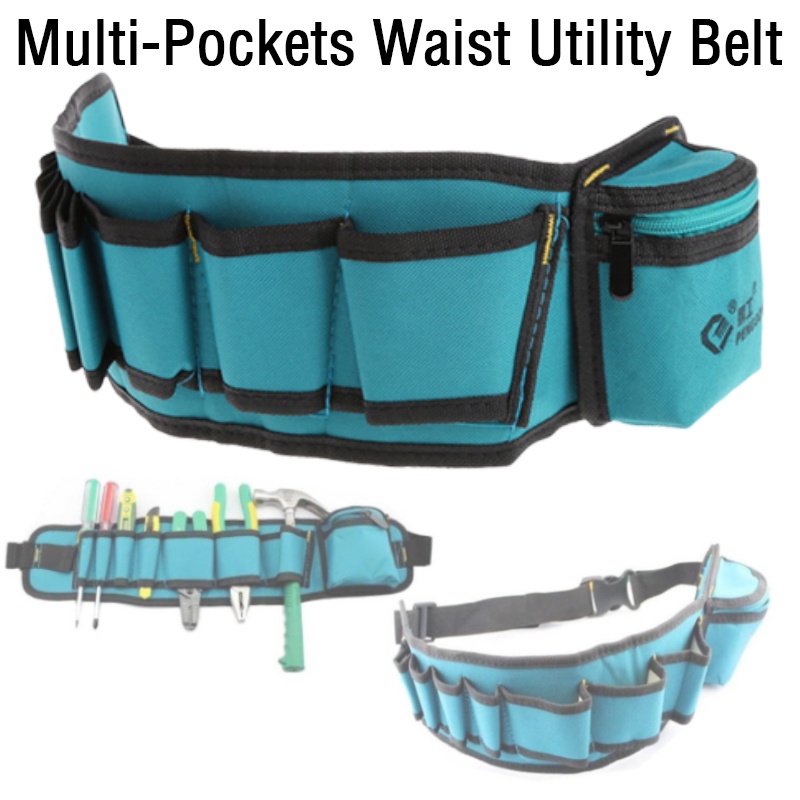 Multi-Pockets Waist Utility Belt Organizer Bag Tool Slot Screwdriver ...