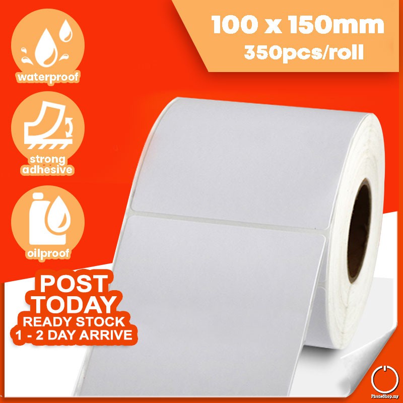 SELF-ADHESIVE 100 x 150mm Barcode Label 350pcs Roll Strongest Thermal ...