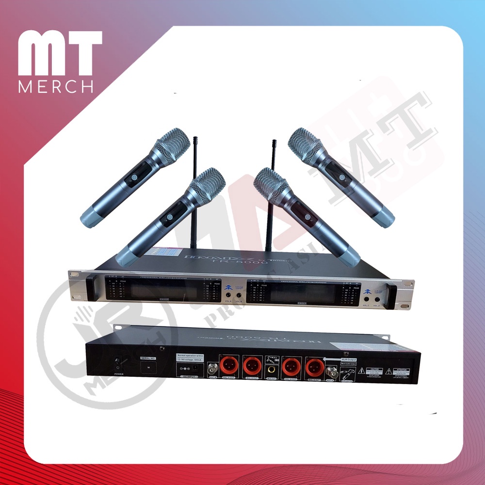 IMIX Trident (TR-5000) 4pcs Professional UHF Wireless Microphone with 4 ...