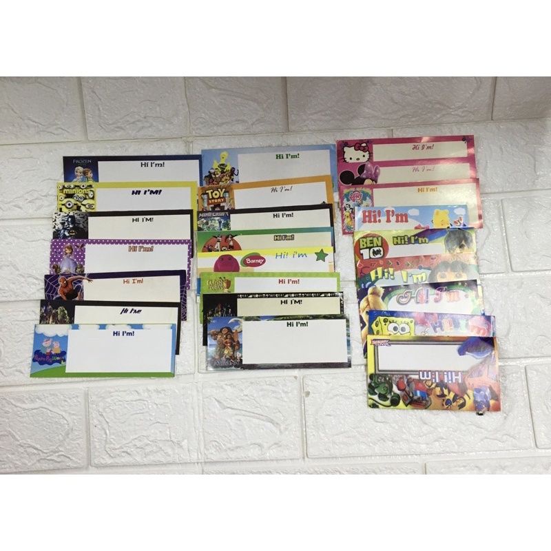 12pcs Character Name Tags Dora Ben10 Tinkerbell Frozen Transformers ...