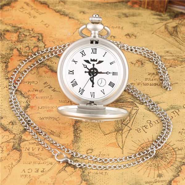 Silver Edward Elric FOB Fullmetal Alchemist Analog Quartz Pocket Watch ...
