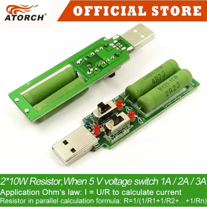 ATORCH USB resistor DC electronic 5V 1A/2A/3A load With switch ...