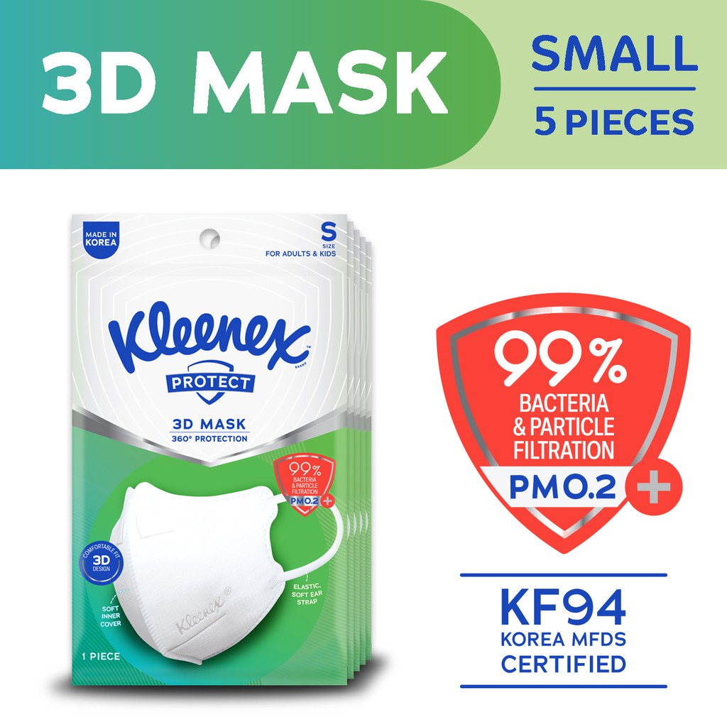 Kleenex Protect 3D Face Mask Small x 5 packs (5 masks) | Shopee Philippines