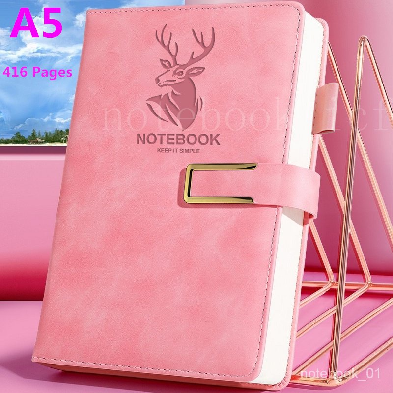 [Onhand]A5 Faux Leather Thick Business Notebook With Pen Magnetic Snap ...