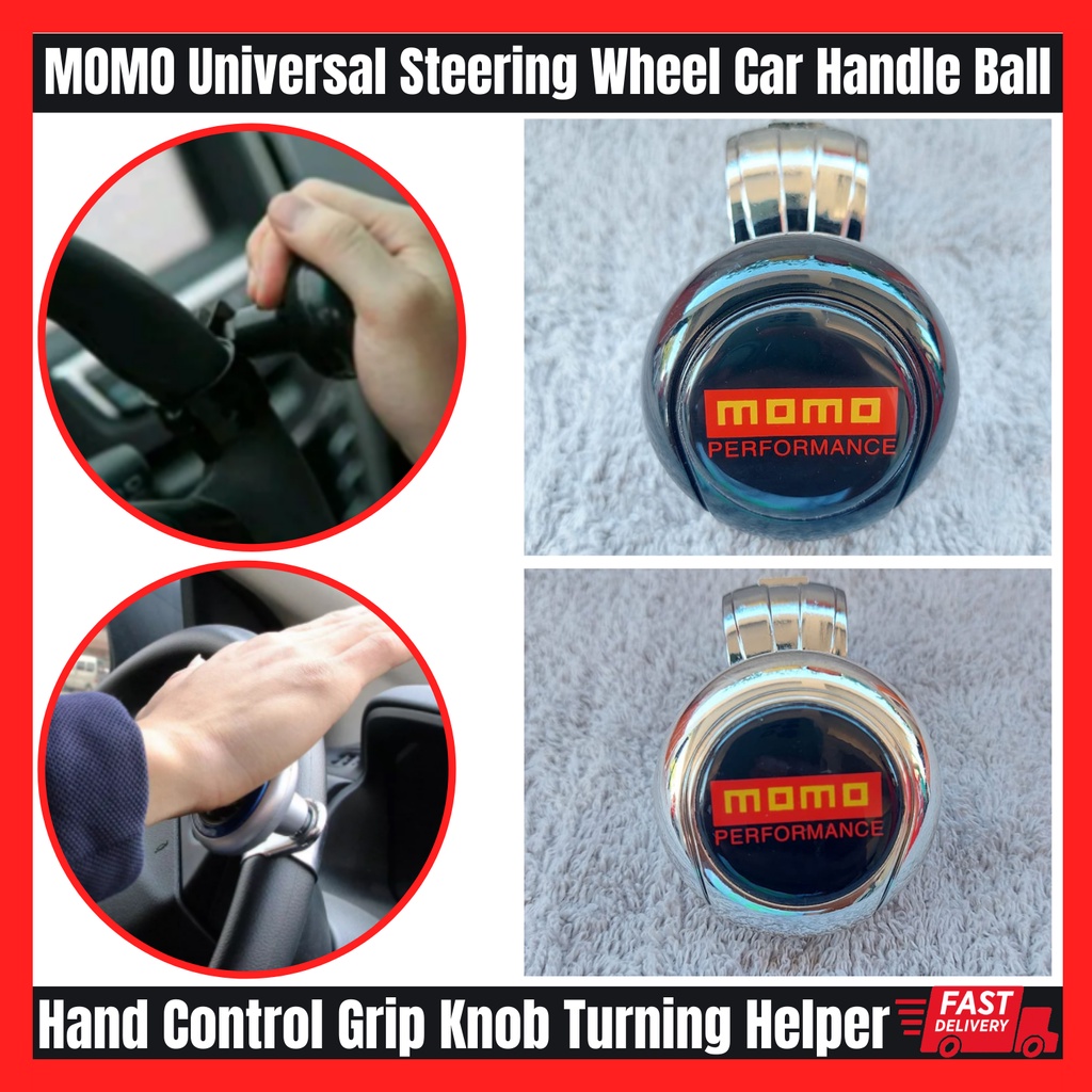 MOMO Chrome Car Handle Ball Hand Control Grip Knob Turning Ball ...