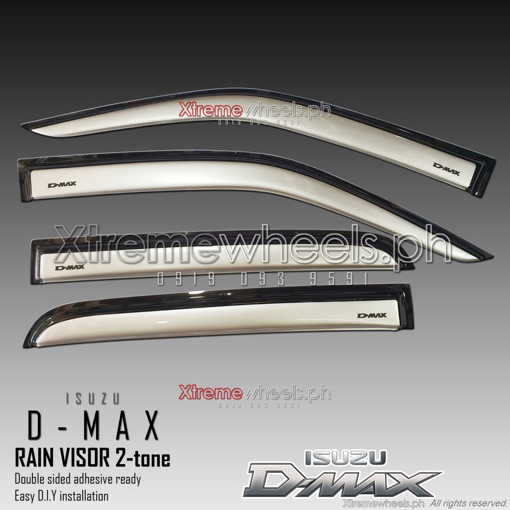 Dmax 2016-2020 Slim Type Two Tone Rain Visor Silver Black with 3D Logo ...