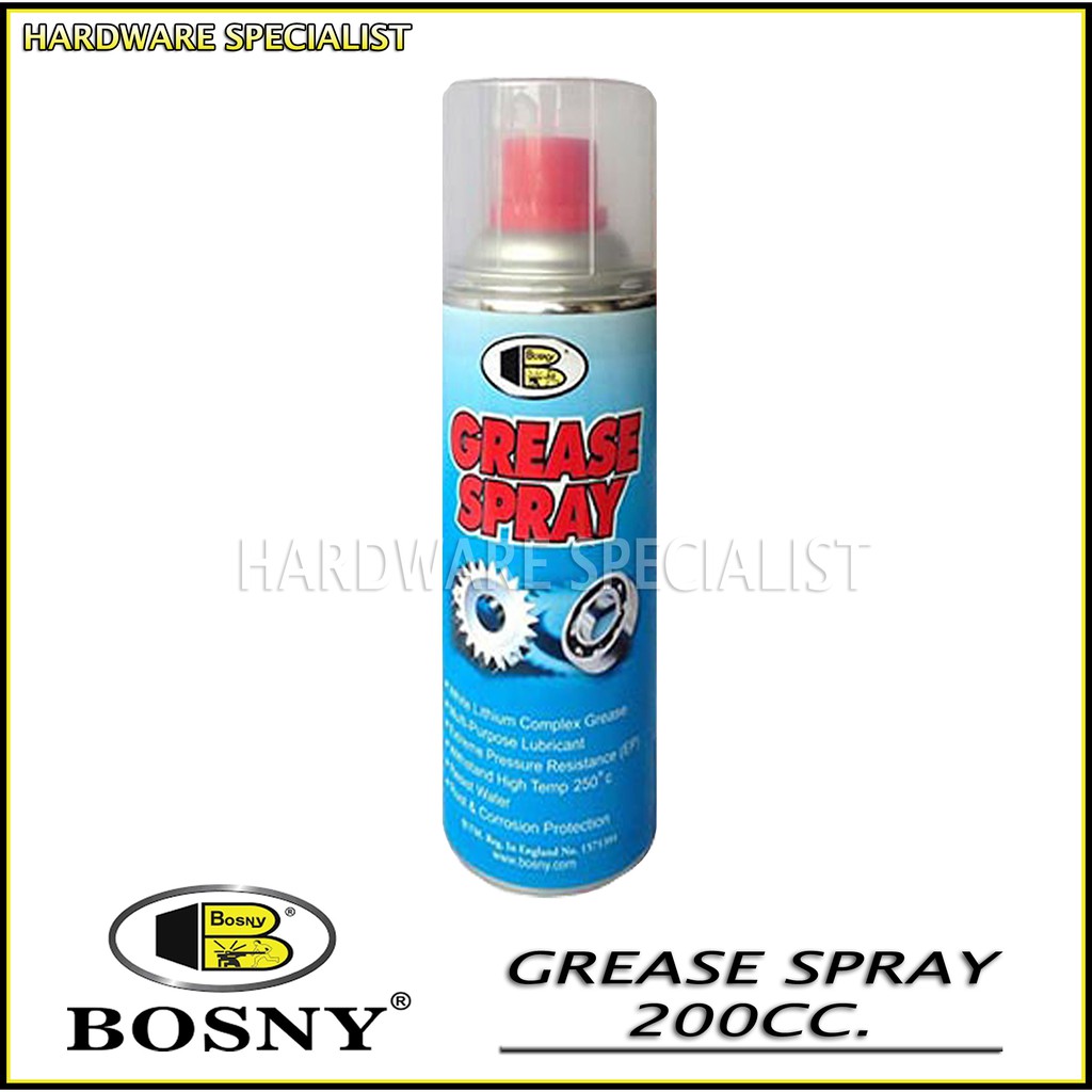 Bosny Grease Spray 200cc Multi-Purpose Lubricant White Lithium Complex ...