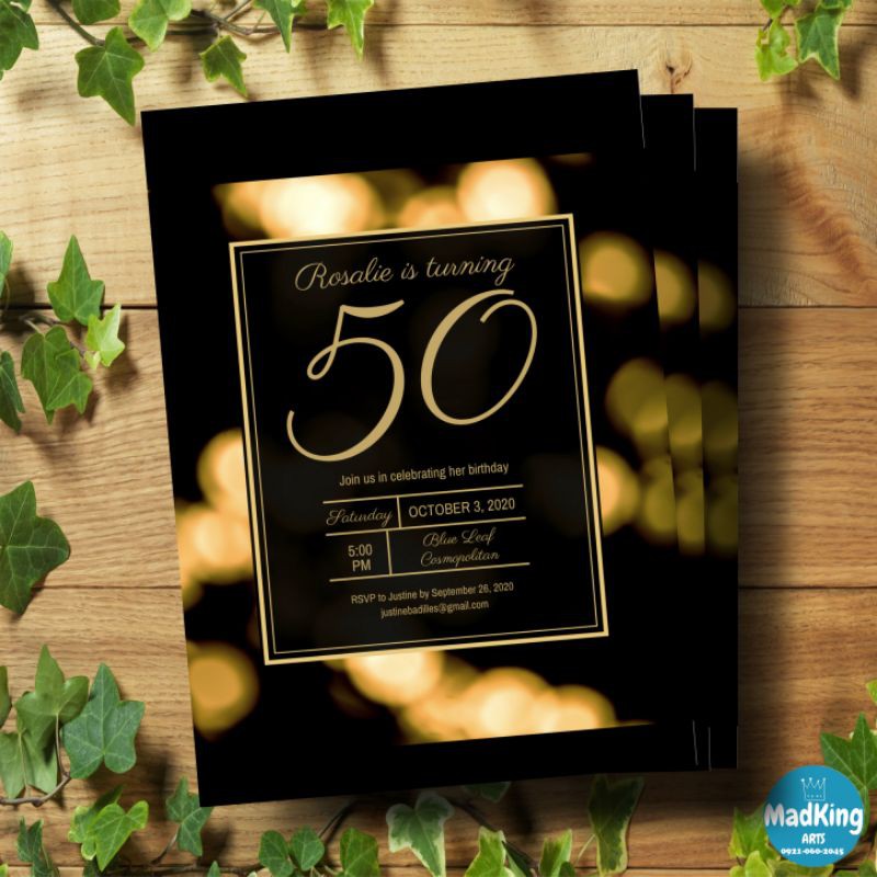 50th Birthday Invitations (Laminated Invitations) | Shopee Philippines