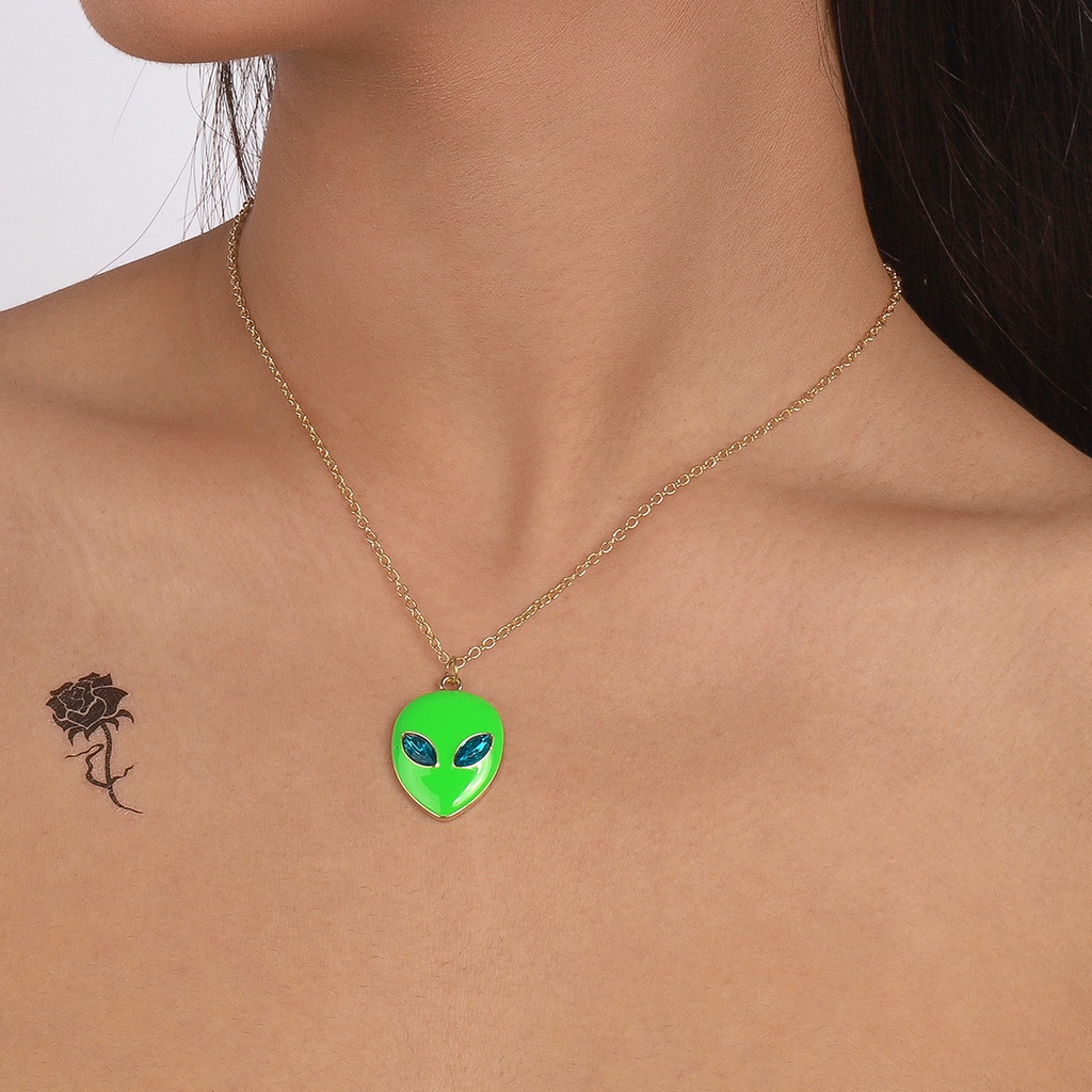 Fashion Women Oil Drop Colorful Water Drop Alien Necklace Retro Pendant ...