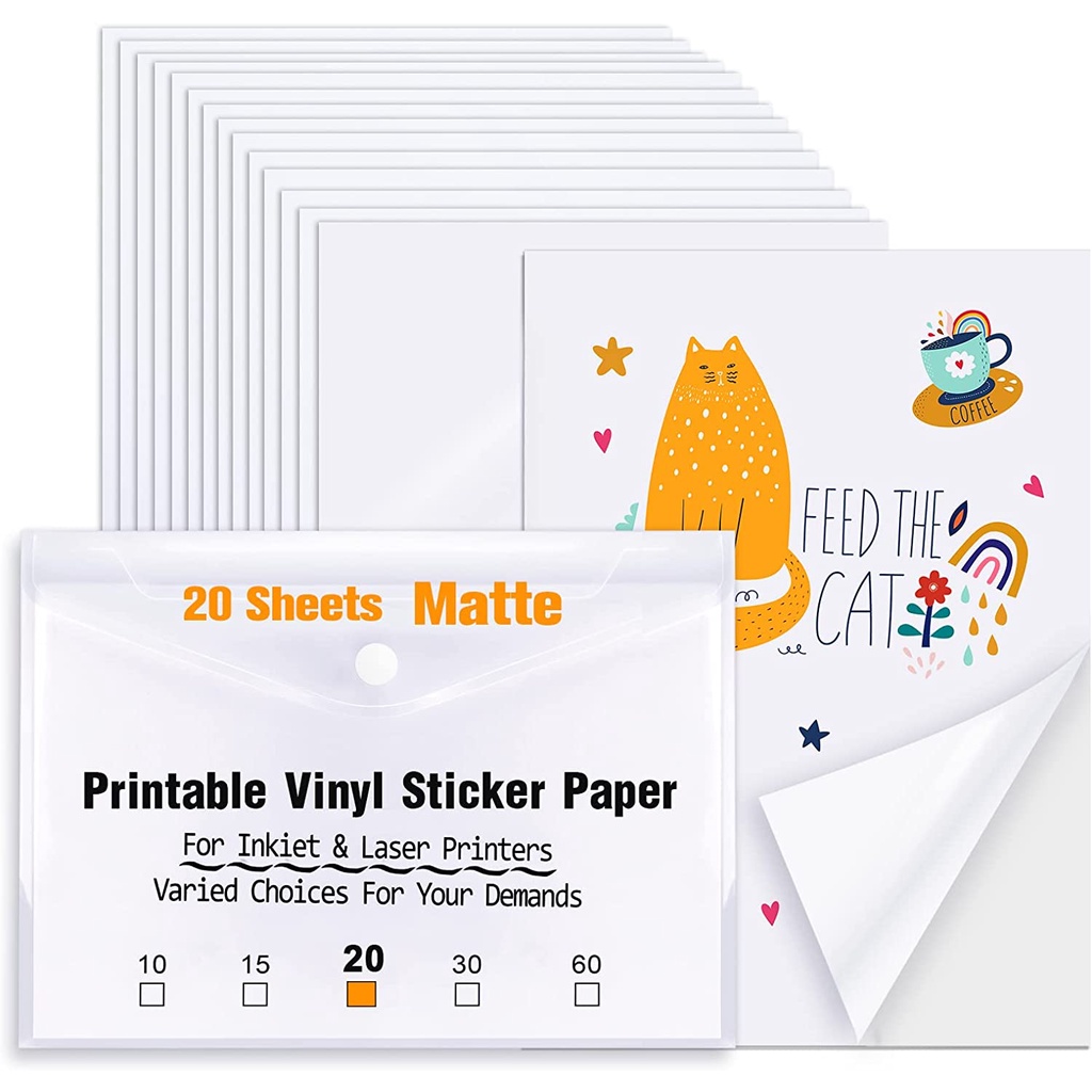 Sticker Paper for Inkjet Printer Vinyl Label Paper A4 Waterproof ...