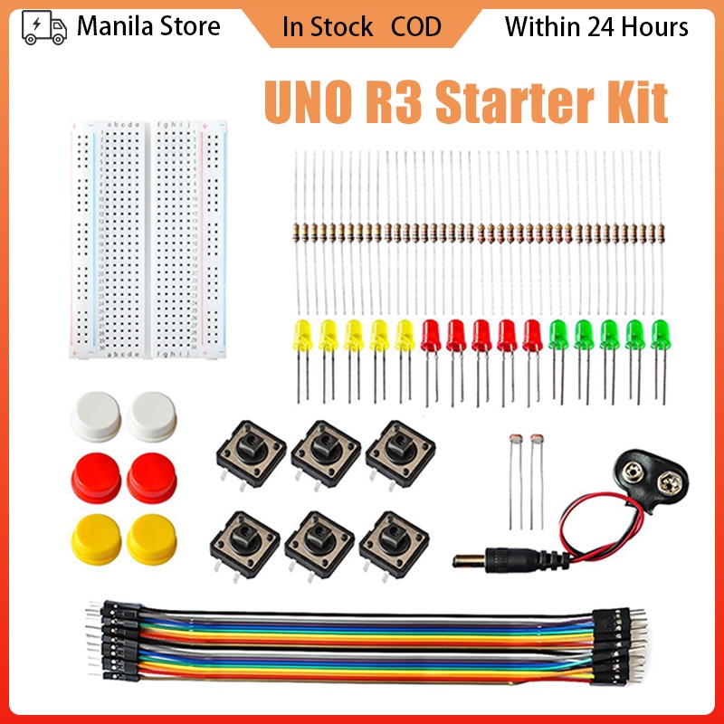 Starter Kit UNO R3 Arduino Breadboard LED Jumper Wire Button ...