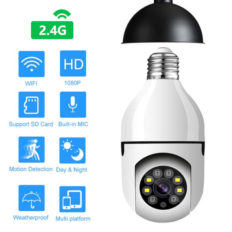 Tuya 2MP E27 Wifi Surveillance Camera Bulb Night Vision Full Color ...