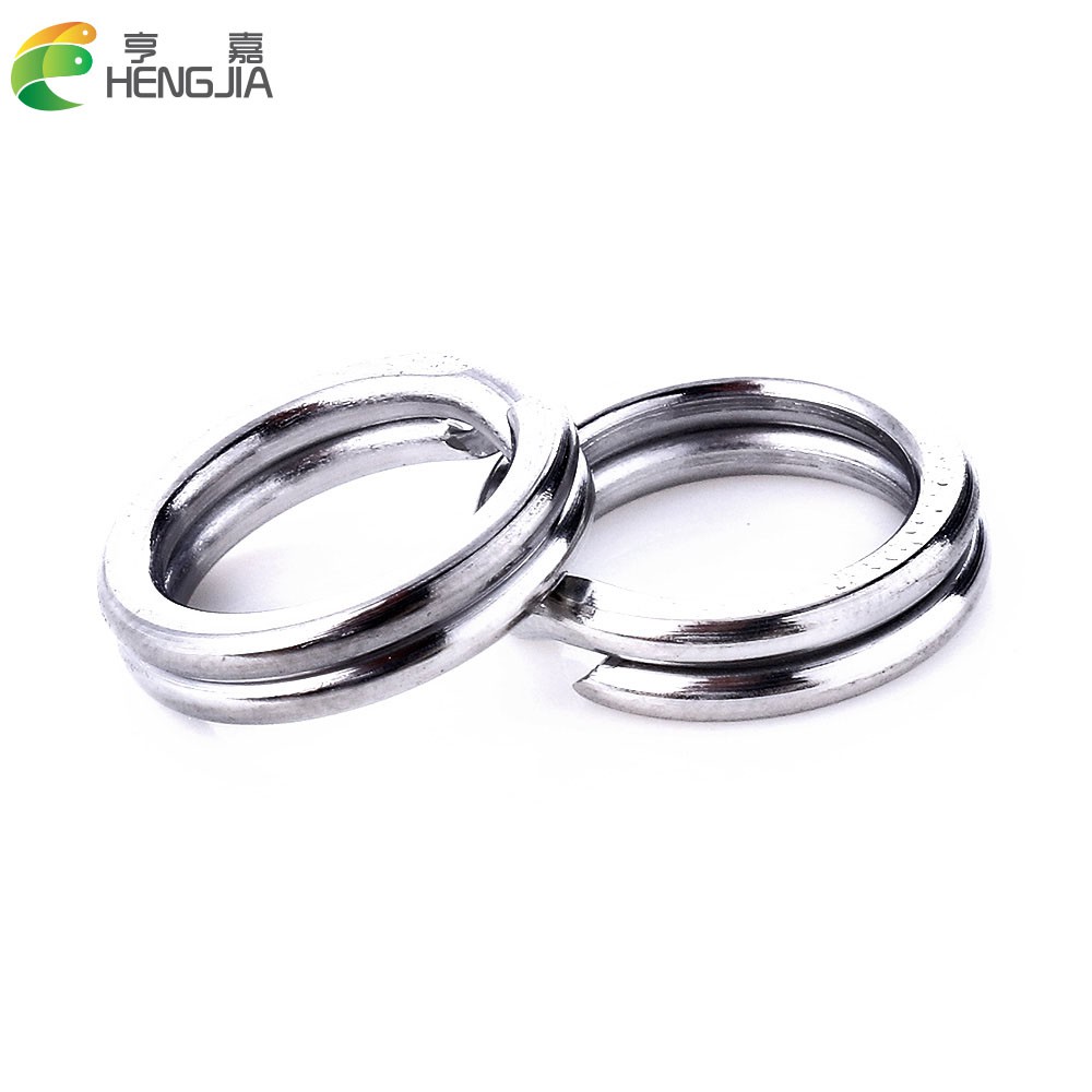 HENGJIA 50 Pcs/Bag Stainless Steel Fishing Split Rings Solid Connectors For Heavy Duty Fish Hook ...
