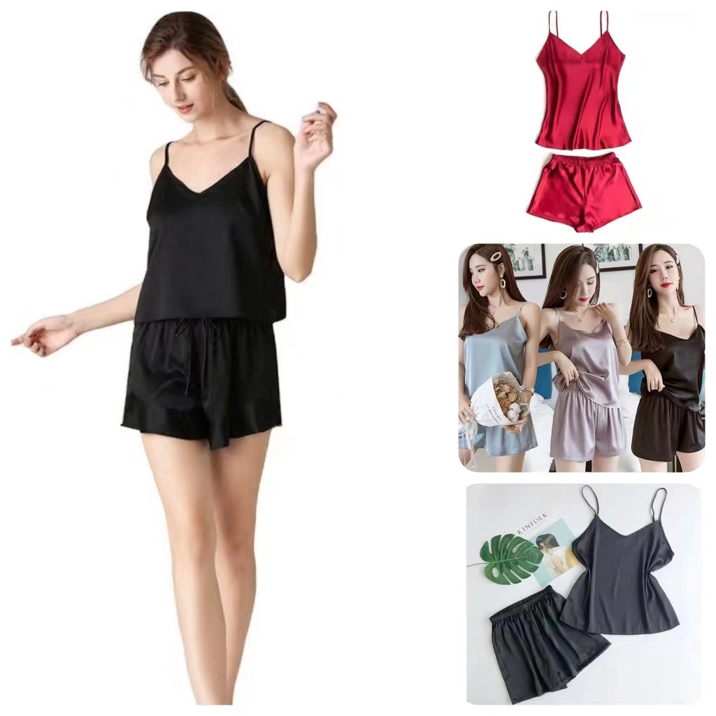 Sexy Silk Sando Terno Short Sleepwear For women JF200 | Shopee Philippines