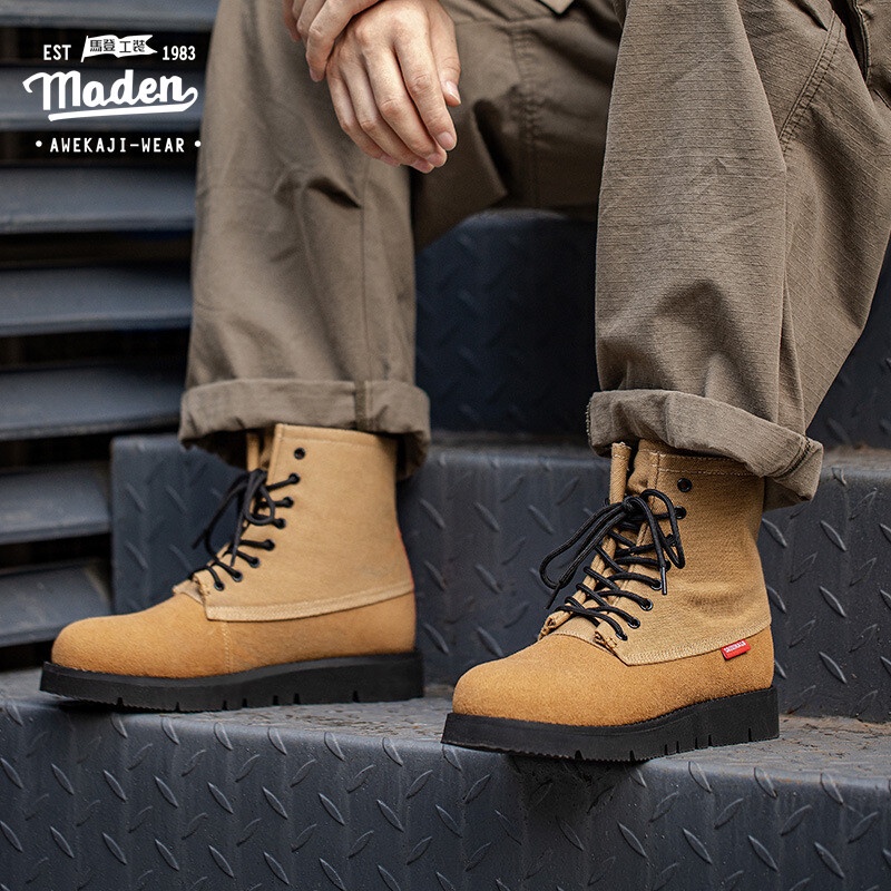 Maden Retro American Khaki Army Boots | Shopee Philippines