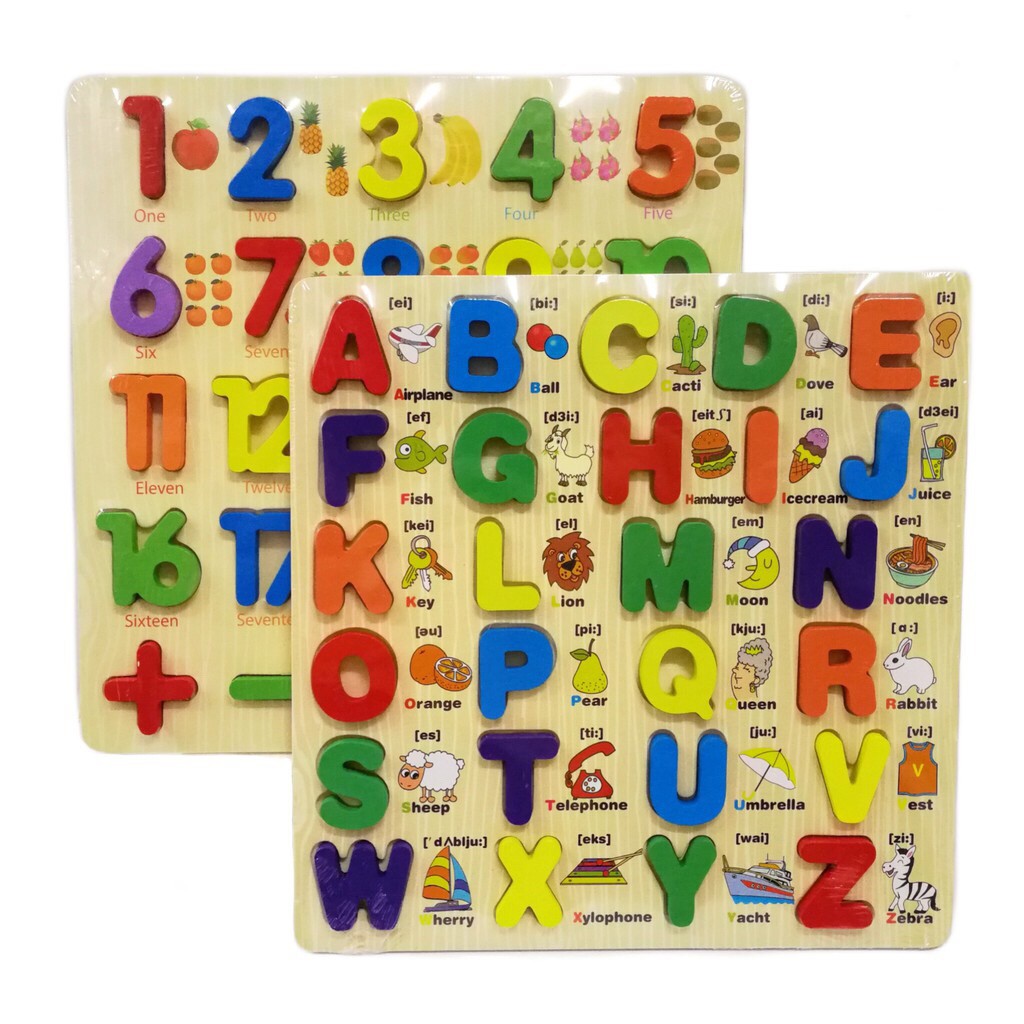 [GK749] BIG WOODEN ALPHABET NUMBERS PUZZLE FOR KIDS EDUCATION | Shopee ...