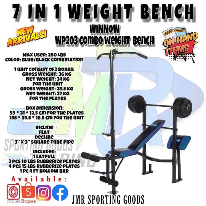 7 in 1 combo weight bench | Shopee Philippines