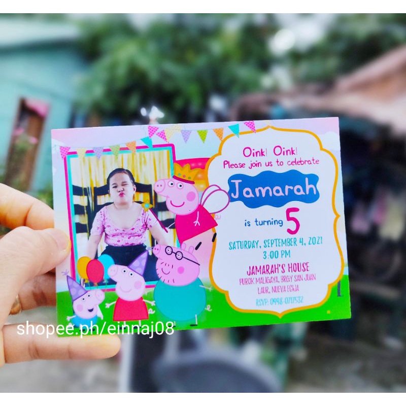 Peppa Pig Invitation Card 3R size | Shopee Philippines