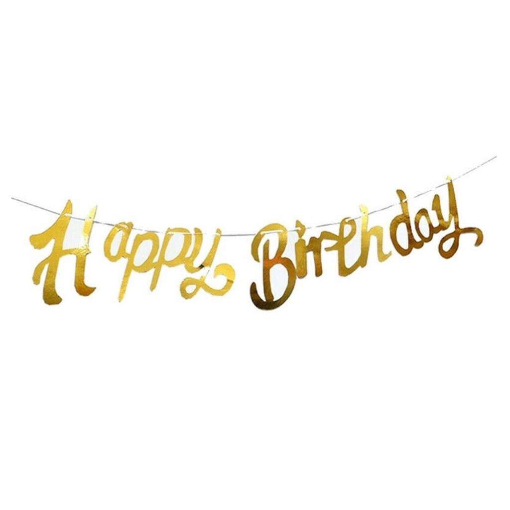 HAPPY BIRTHDAY G PARTY GOLD GLOSSY LETTER GLOSSY BANNER BANDERITAS ...