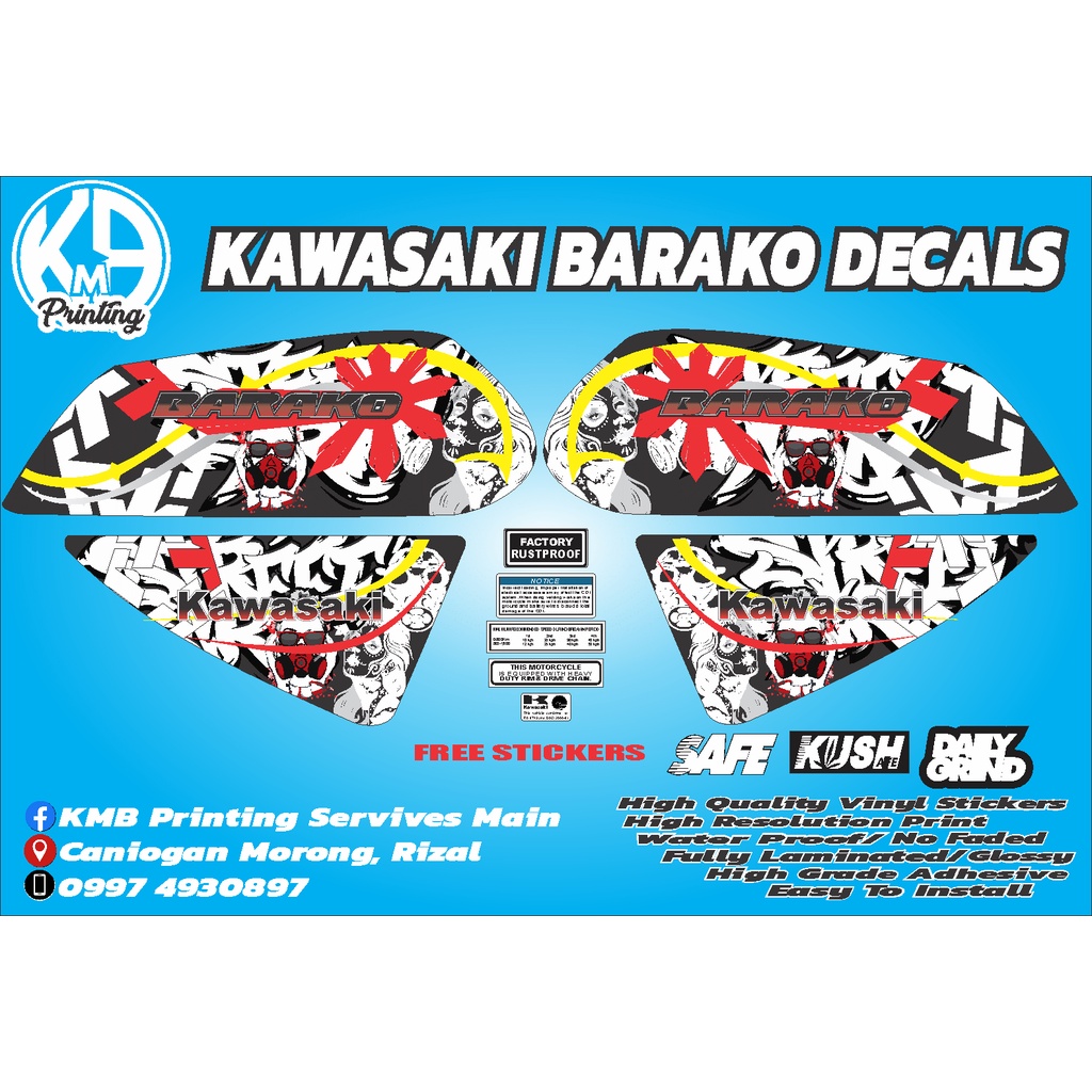 Kawasaki Barako 2 Tribal Black Sticker Decals | Shopee Philippines