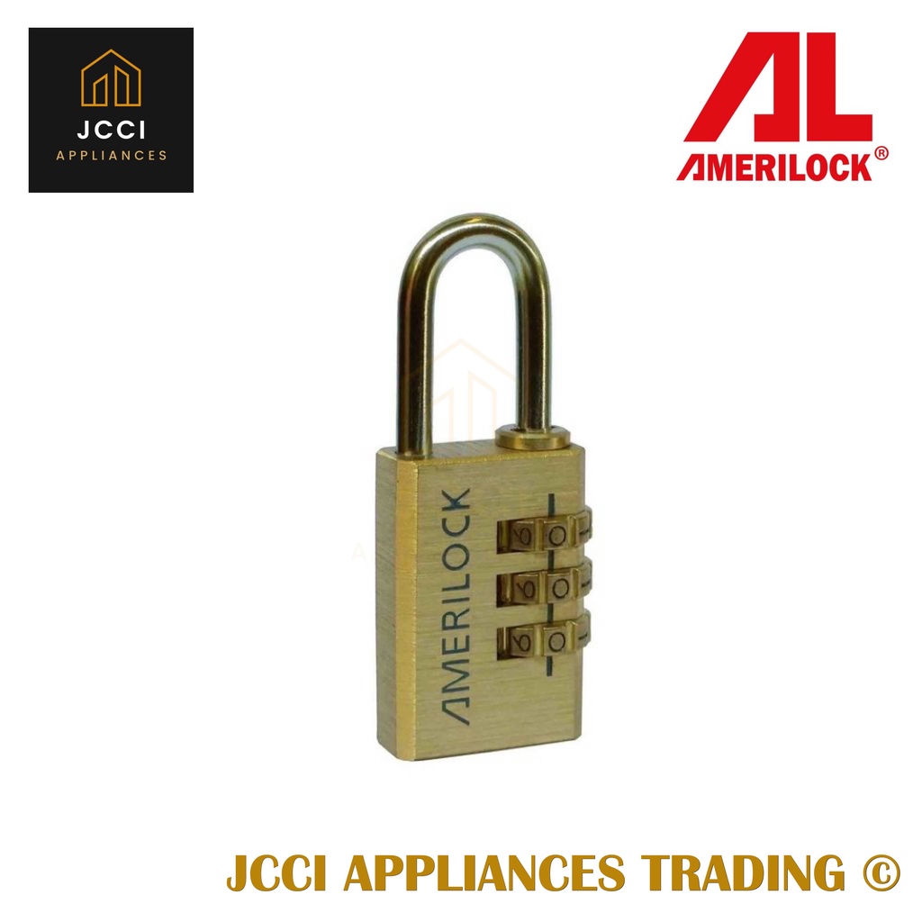 AMERILOCK AL-550 Solid Brass 3-Digit Combination Padlock (20mm, 30mm ...