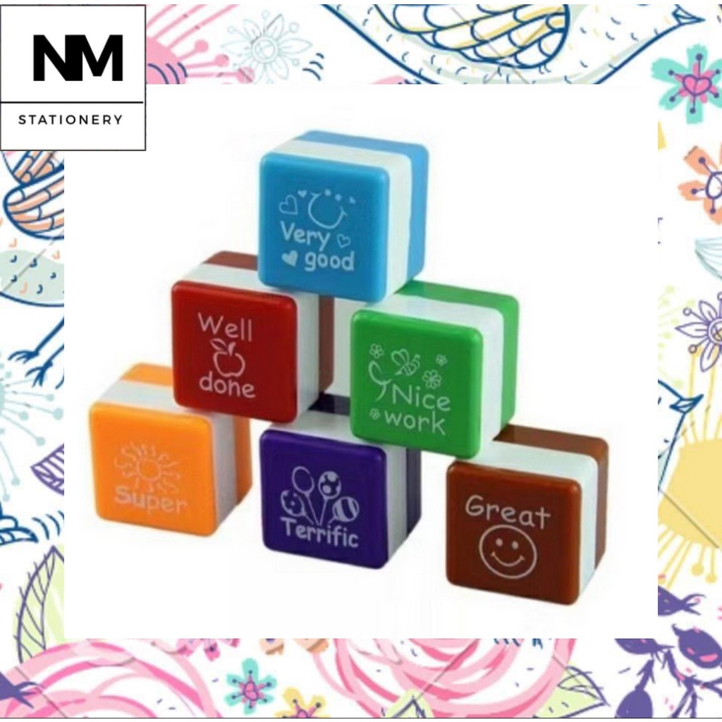 NM 6in1 Teachers Stamp / English Word Praise Reward Stamp Set for ...