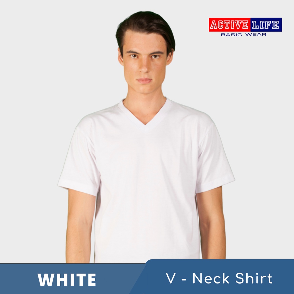 Active Life V-Neck Unisex Shirt (White) | Shopee Philippines