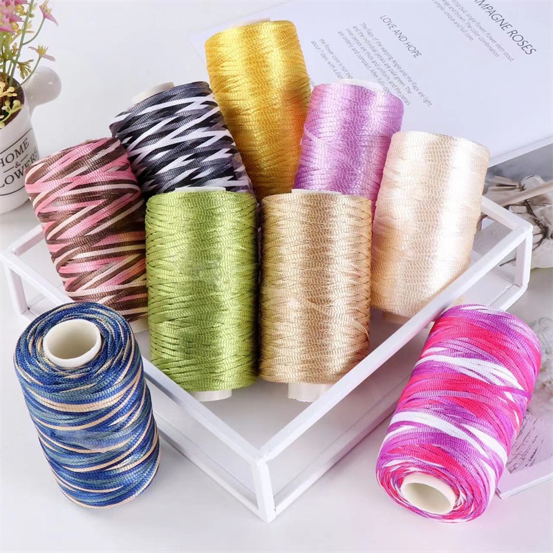 (Free Needle) 3mm Rolled Crochet Flat Polyp Nylon Premium Shiny Yarn ...