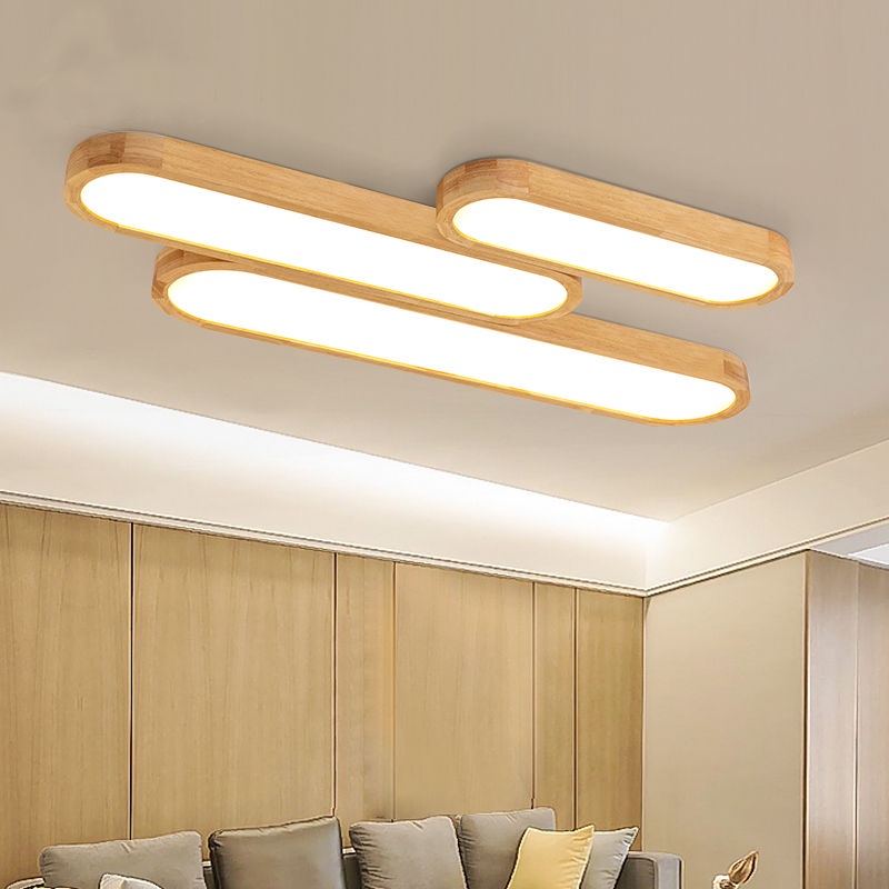 LED Ceiling Light Long Strip Room Center Light Japanese Style Solid ...