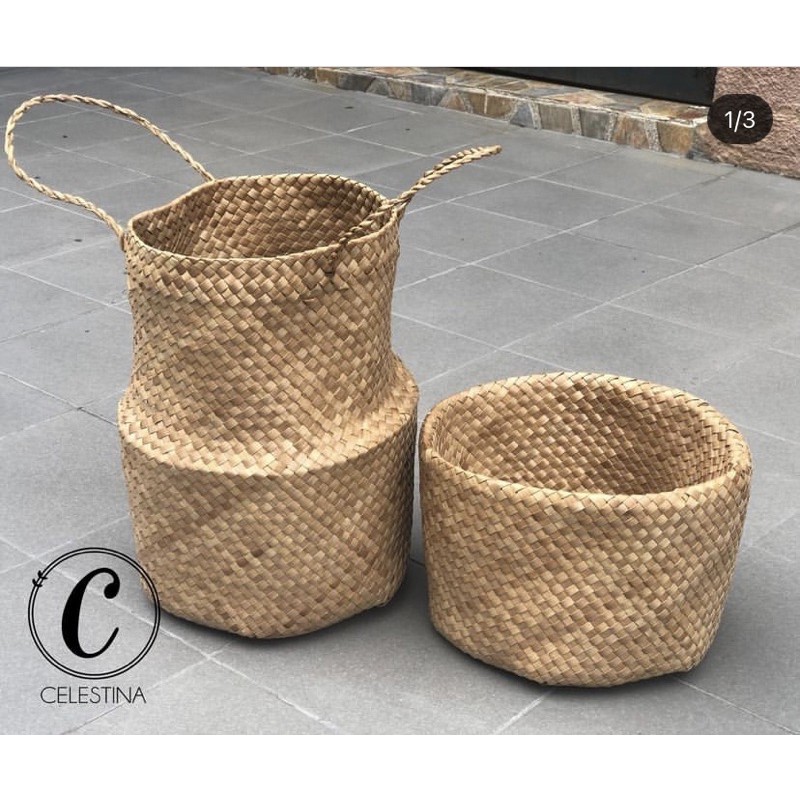 Foldable Buri Basket With Handle | Shopee Philippines