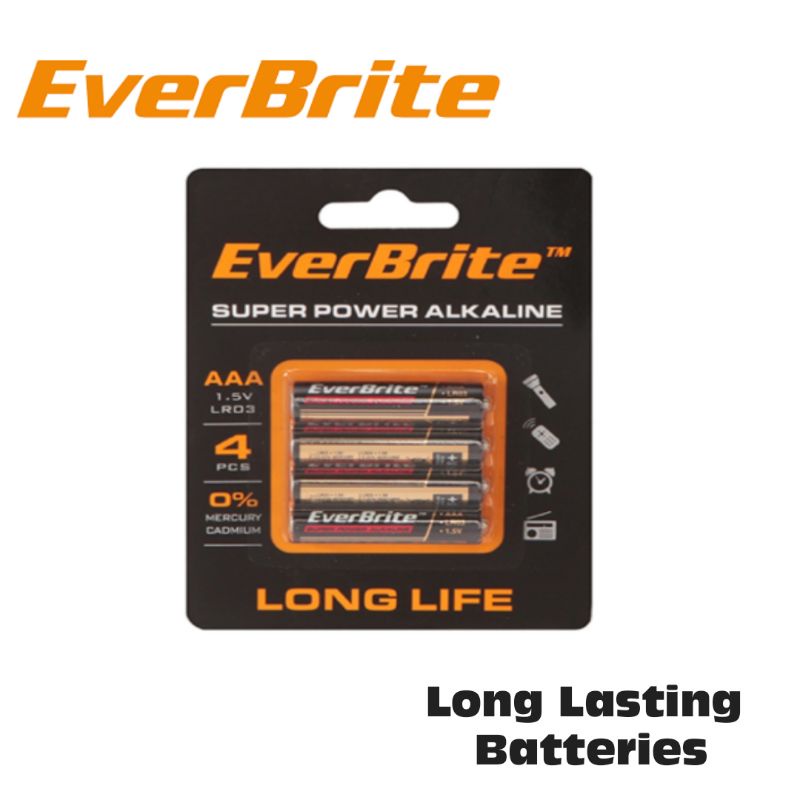 EVERBRITE SUPER POWER LONG LASTING ALKALINE BATTERIES | Shopee Philippines