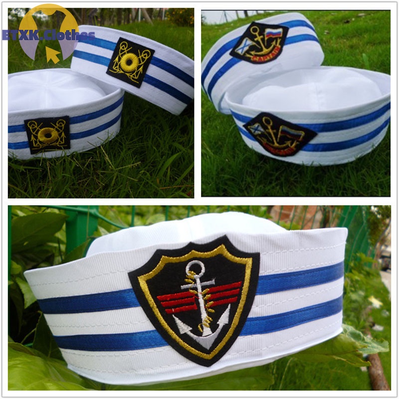 Sailors Ship Boat Captain Blue White Military Hat Navy Marine Cap With ...