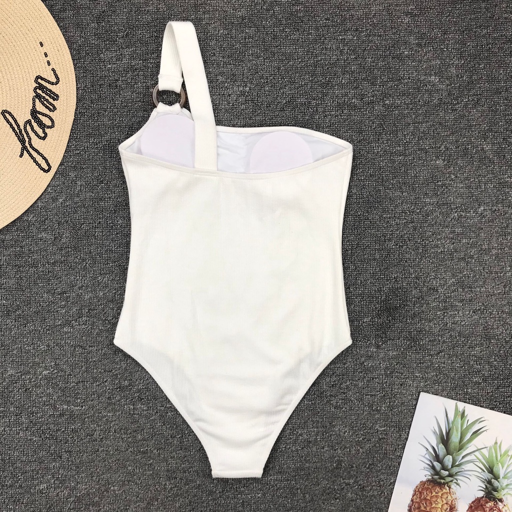 Women Swimsuit Black White Knitting Material Single Shoulder One Piece ...