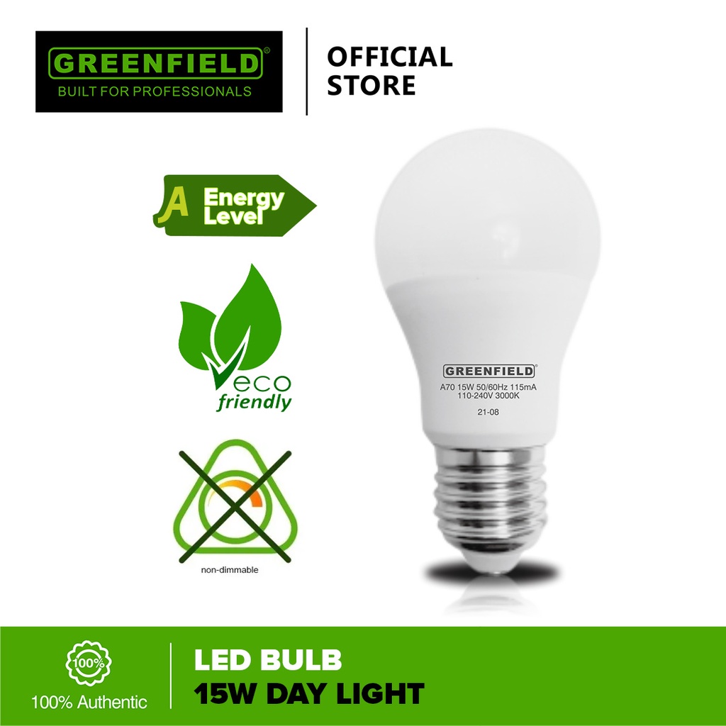 Greenfield LED Bulb A70 E27 15W Daylight | Shopee Philippines