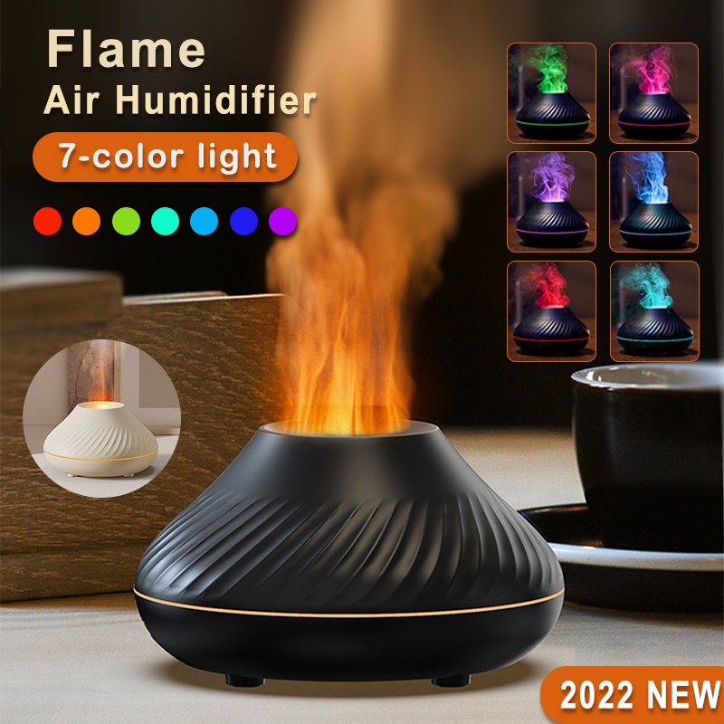 Volcanic Flame Aroma Diffuser Essential Oil Lamp 130ml USB Portable Air Humidifier with Color ...