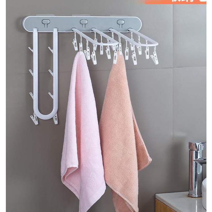 Foldable Clothes Drying Rack With Clips Wall-Mounted Model No Drilling ...