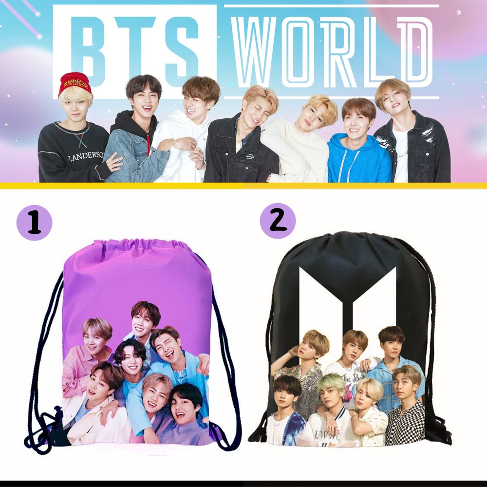 Stringbag Korean Backpack Drawstring Bag KPOP BTS PHOTO PHOTOCARD ...