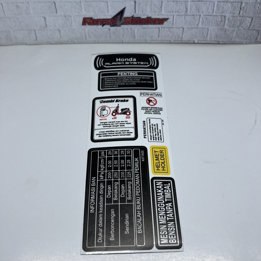 Honda Motorcycle SET WARNING sticker Information WARNING sticker ...