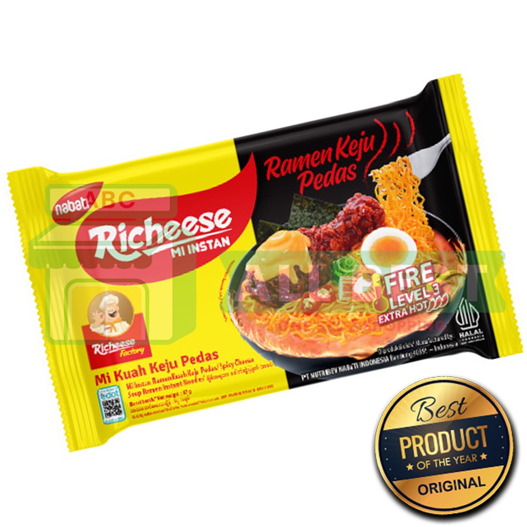 Richeese Nabati 67gr Spicy Cheese Ramen Fire Level 3 Extra Hot Instant ...