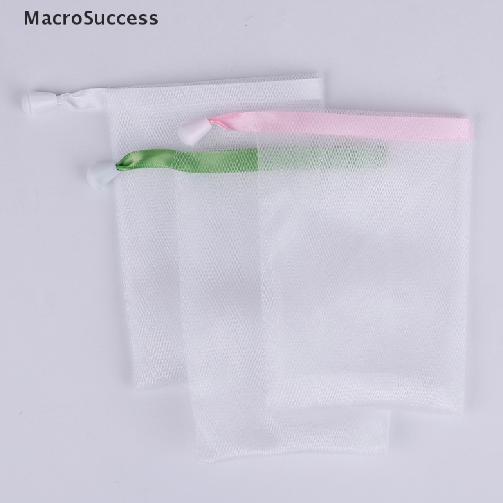 [MCA] Nylon soap net small drawstring exfoliating mesh soap saver pouch ...