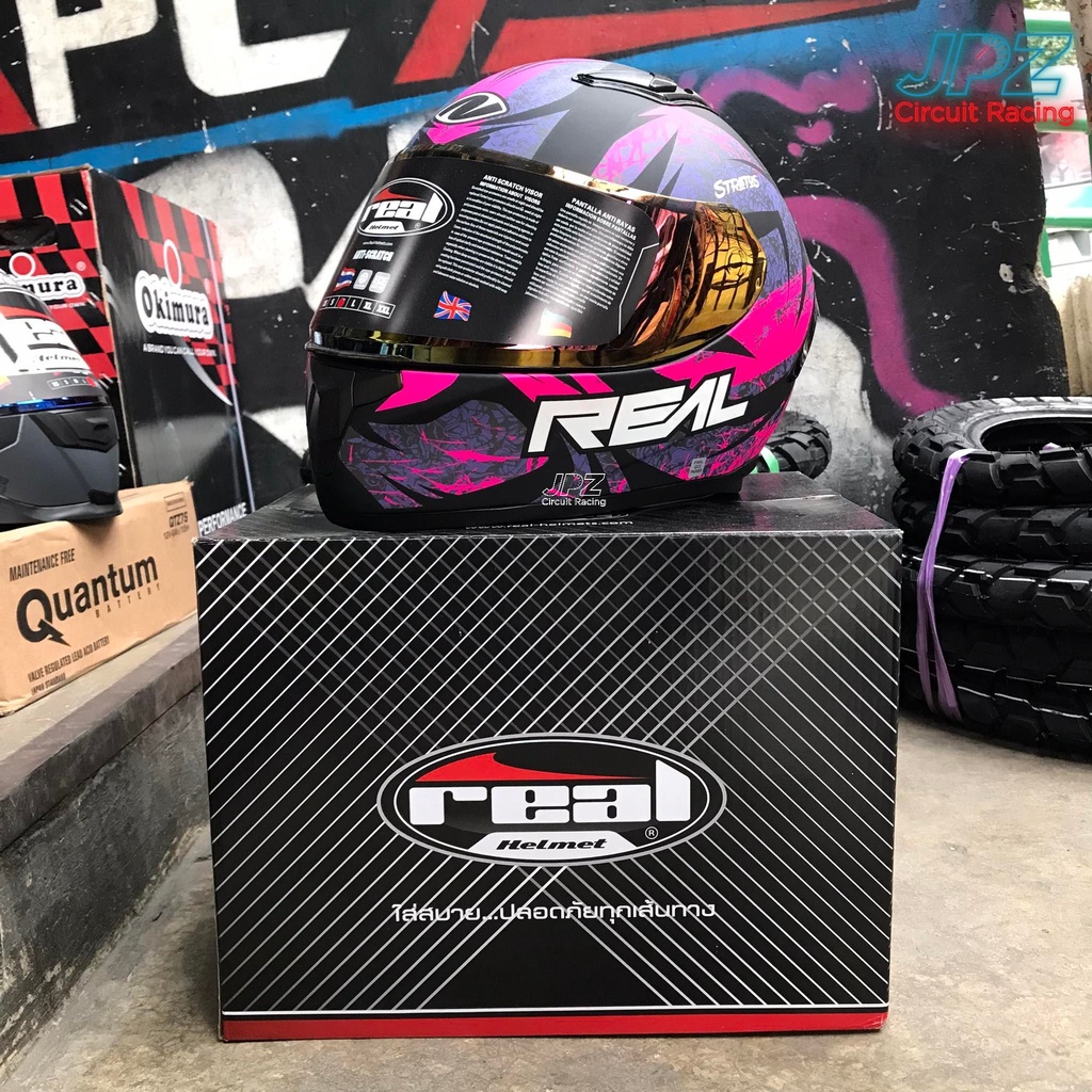 REAL FULL FACE HELMET RAPTOR STRATOS BLACK/PINK | Shopee Philippines