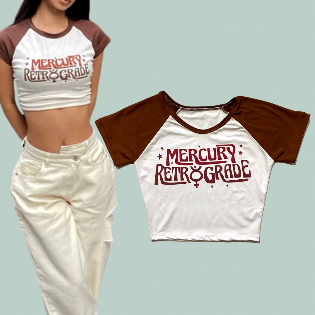 Mercury Retrograde aesthetic crop top raglan (Mall Quality) | Shopee ...