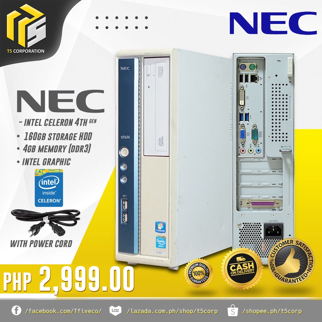 CPU SYSTEM UNIT COMPUTER PACKAGE NEC INTEL CELERON 4TH GEN PROCESSOR ...