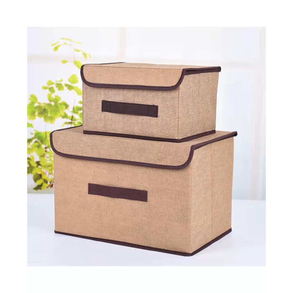 2in1 Plain Color Foldable Storage Box Organizer With Cover Set Clothes ...