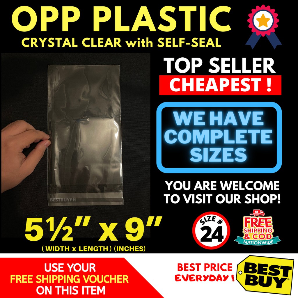 OPP Clear Plastic w/Adhesive - (5½” x 9”) [ OPPA#24 ] | Shopee Philippines