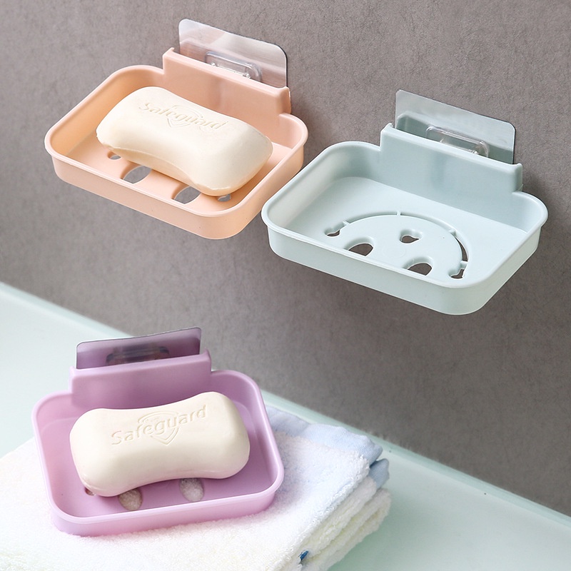 Soap Dishes Drain Wall Mounted Soap Sponge Holder Storage Rack Bathroom ...