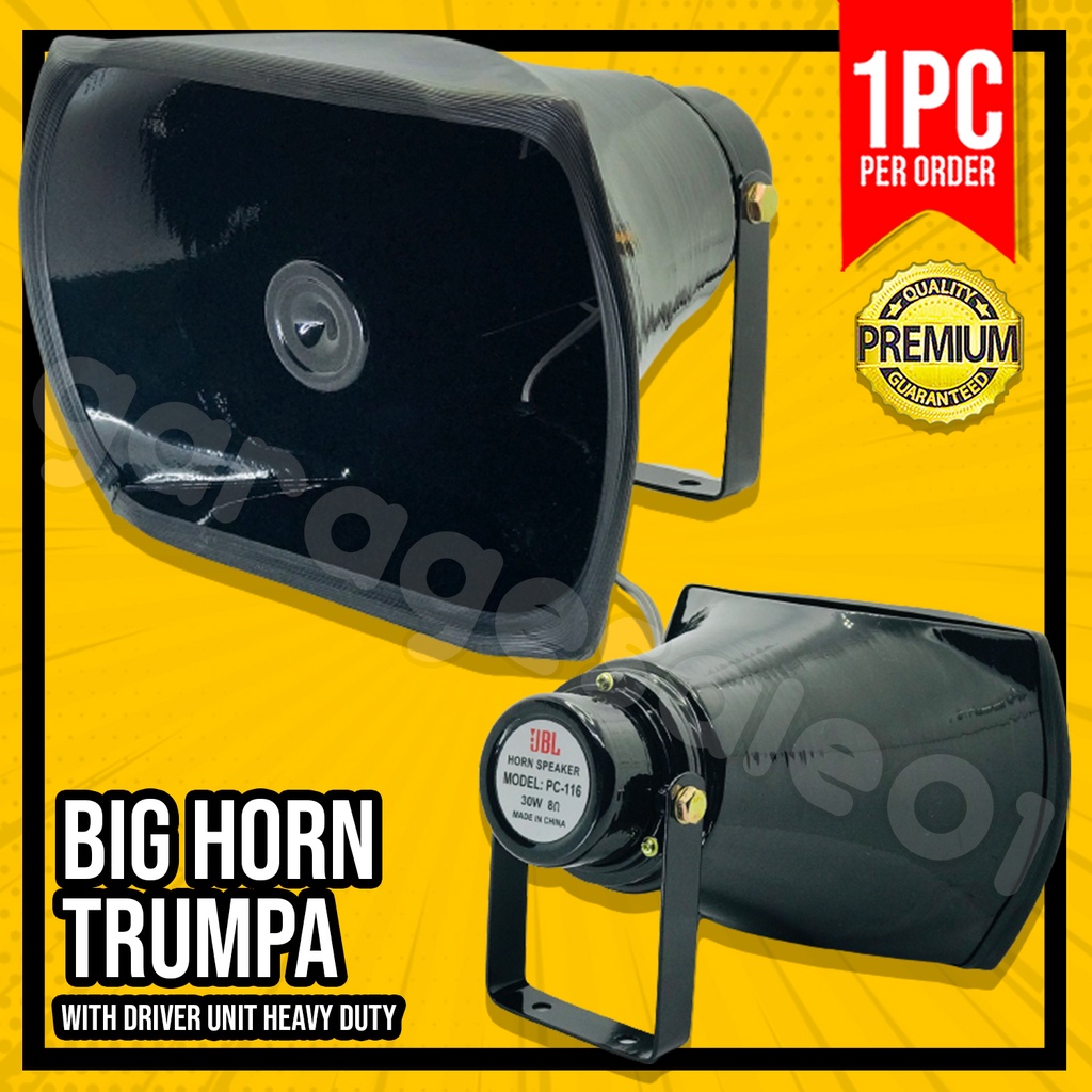 HORN TRUMPA WITH DRIVER UNIT BIG HEAVY DUTY BLACK | Shopee Philippines