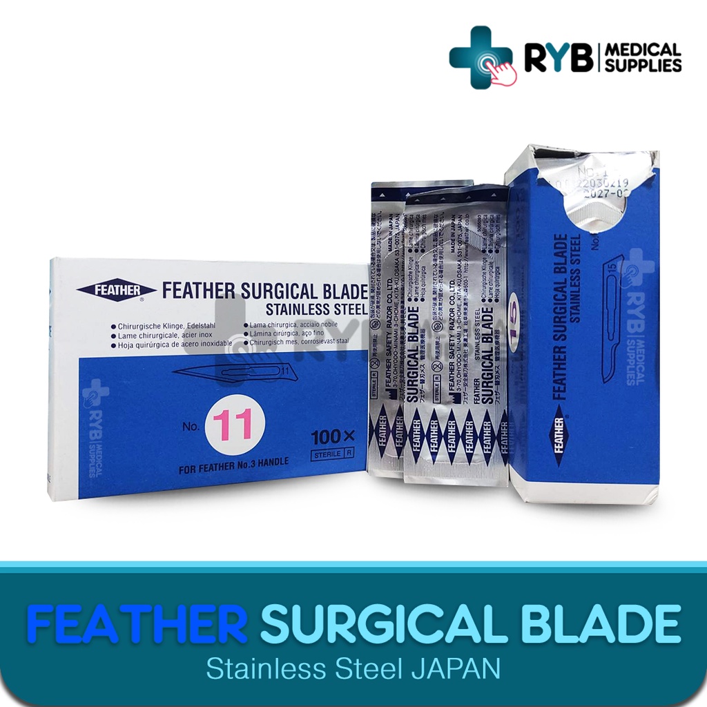 FEATHER Surgical Blade JAPAN #11 #12 #15 (Sold per piece) | Shopee ...